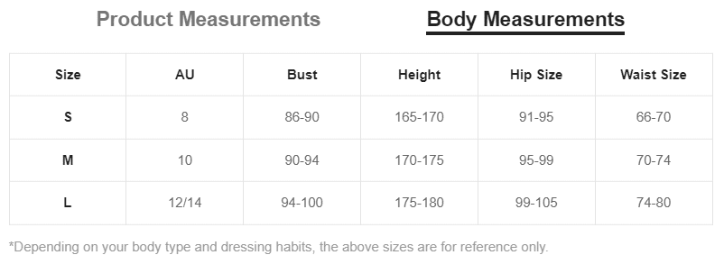 Size Guide – INBA PNBA NEW ZEALAND